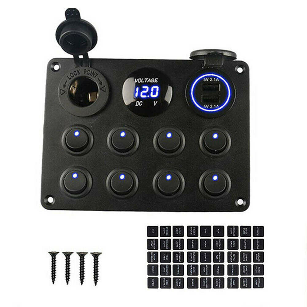 Campervan LED Light Switch Control Panel Voltmeter RV Dual-USB Charger ...