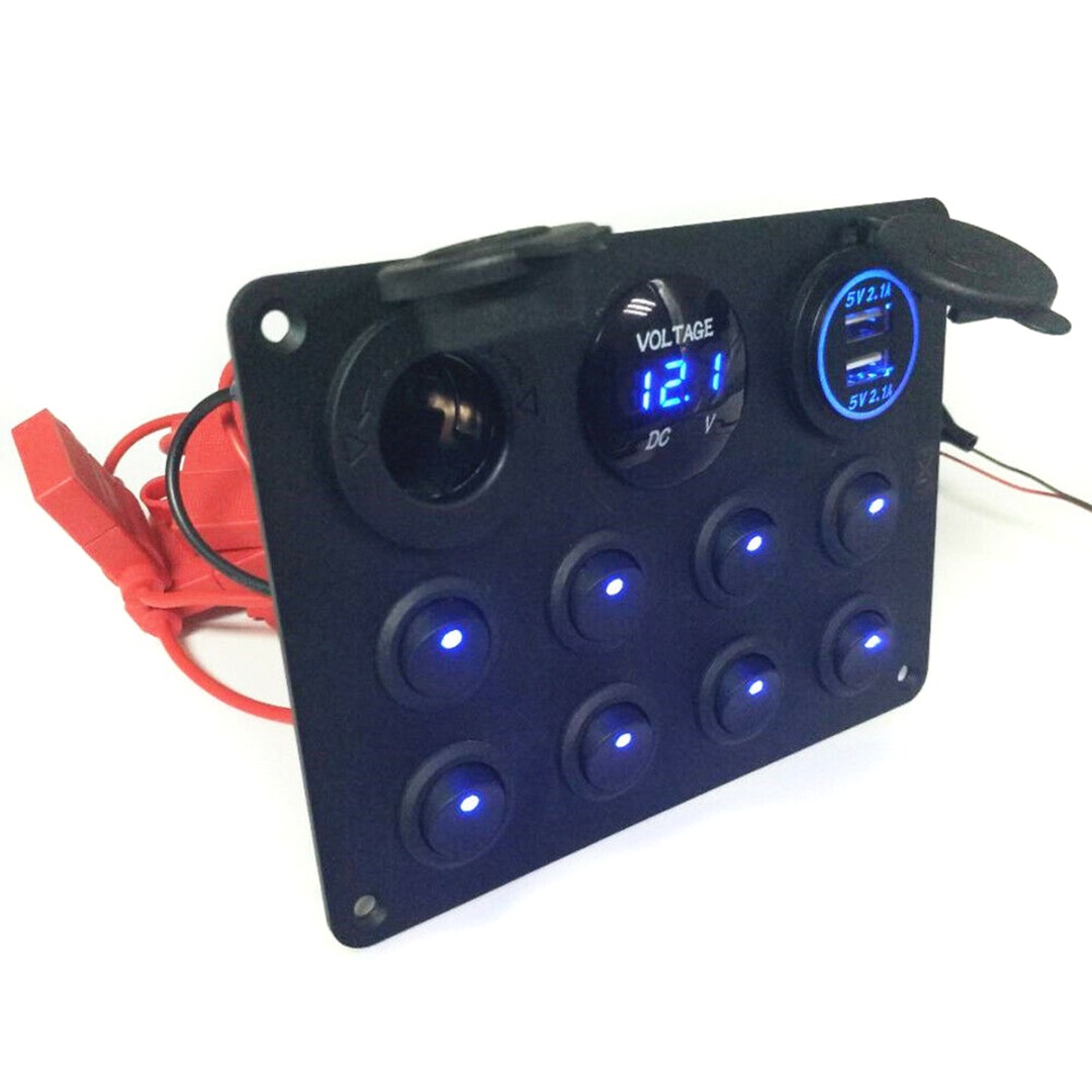 Campervan LED Light Switch Control Panel Voltmeter RV Dual-USB Charger ...