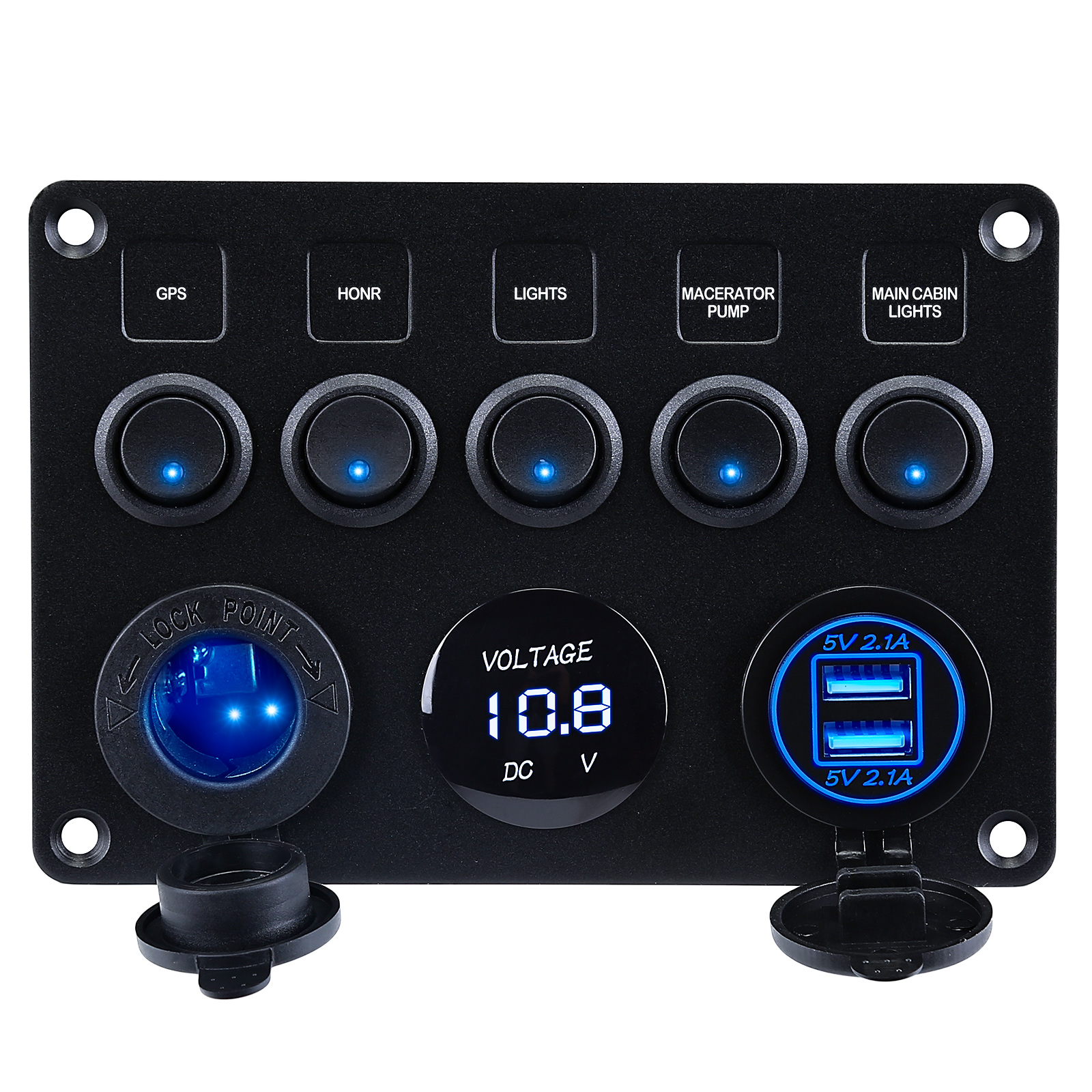 Campervan LED Light Switch Control Panel Voltmeter RV Dual-USB Charger ...