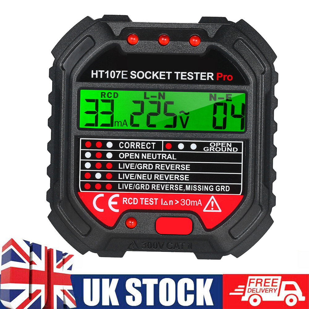 DIGITAL ELECTRIC OUTLET Tester Socket Circuit Polarity Voltage Detector ...