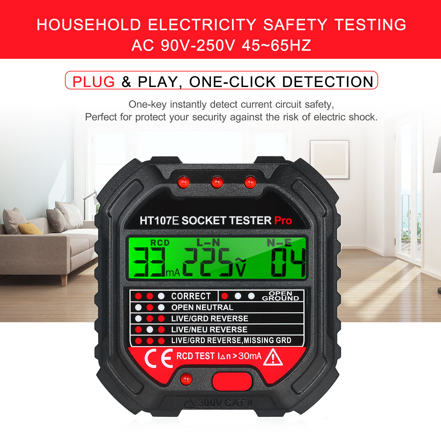 DIGITAL ELECTRIC OUTLET Tester Socket Circuit Polarity Voltage Detector ...