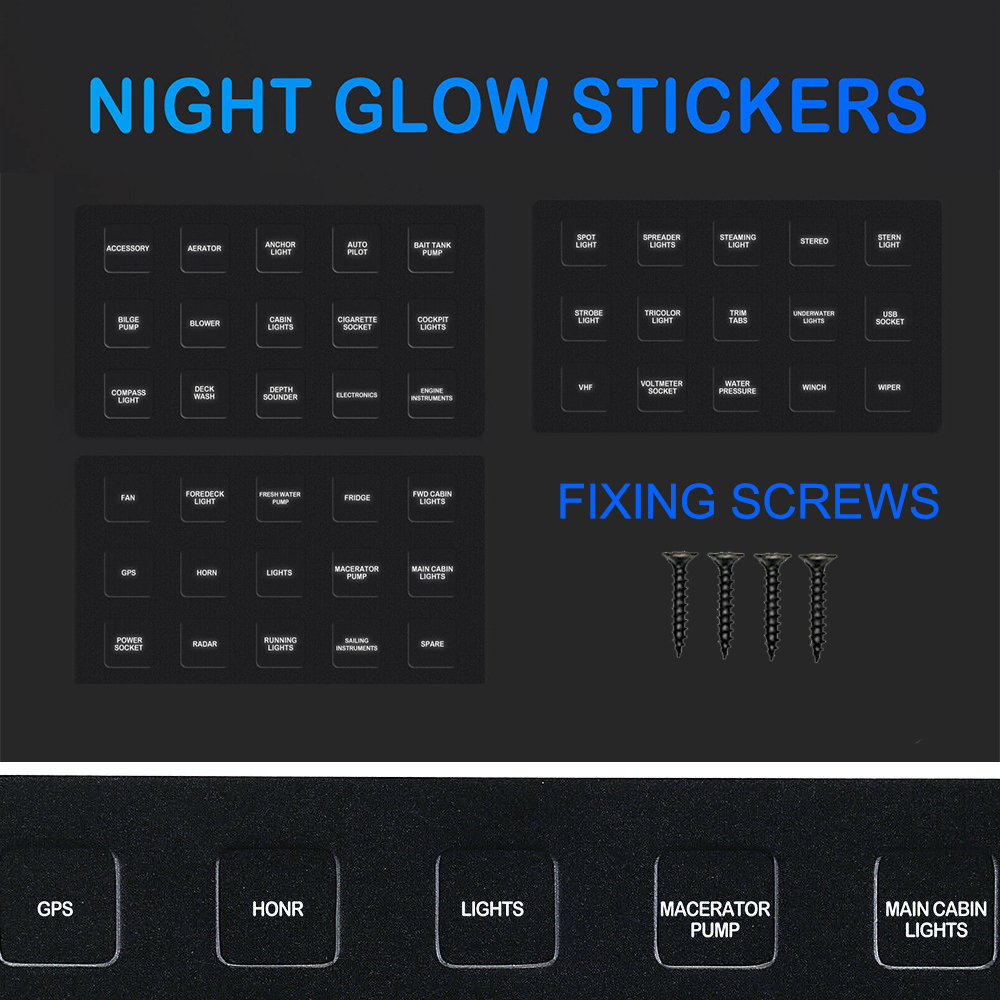 8 Gang 12V/24V Inline Fuse Box LED Switch Panel Dual USB Car Boat Truck ...