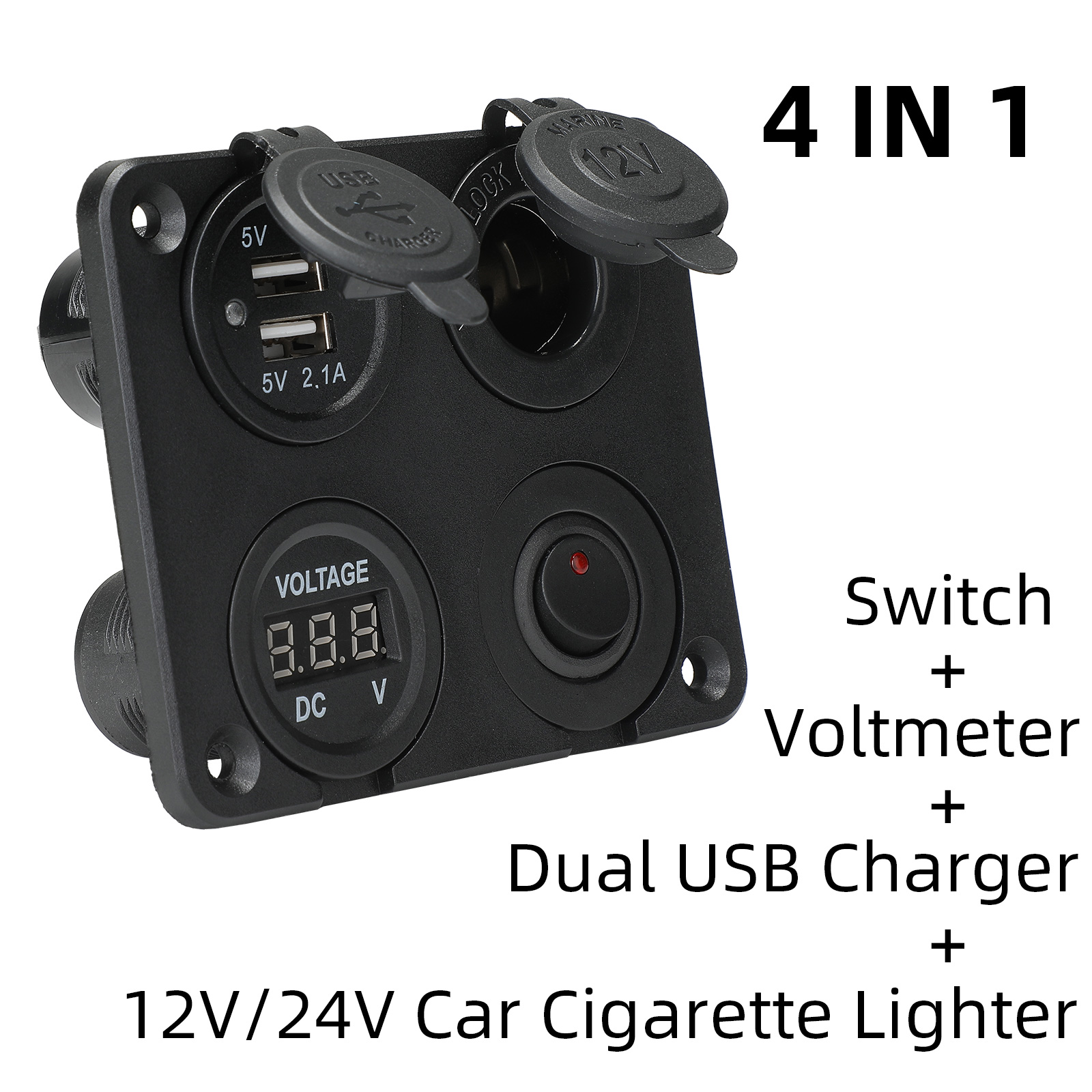 Campervan LED Light Switch Control Panel Voltmeter RV Dual-USB Charger ...