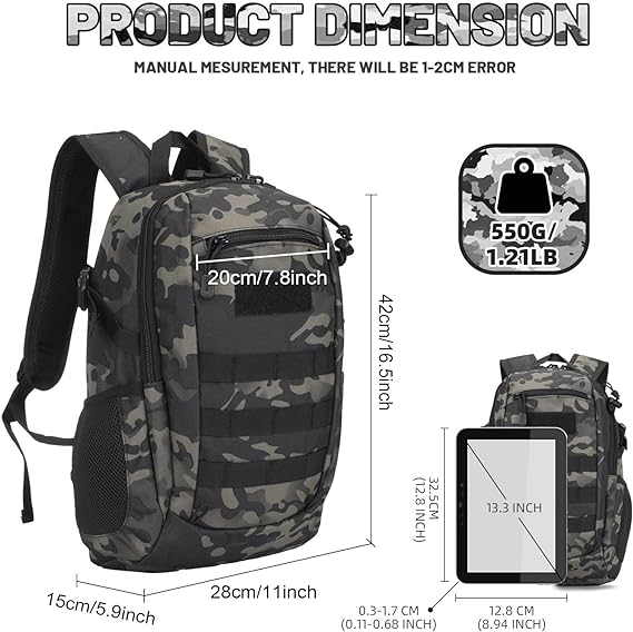 HUNTVP 10/20L Daypack Military MOLLE Backpack Rucksack Tactical Assault ...